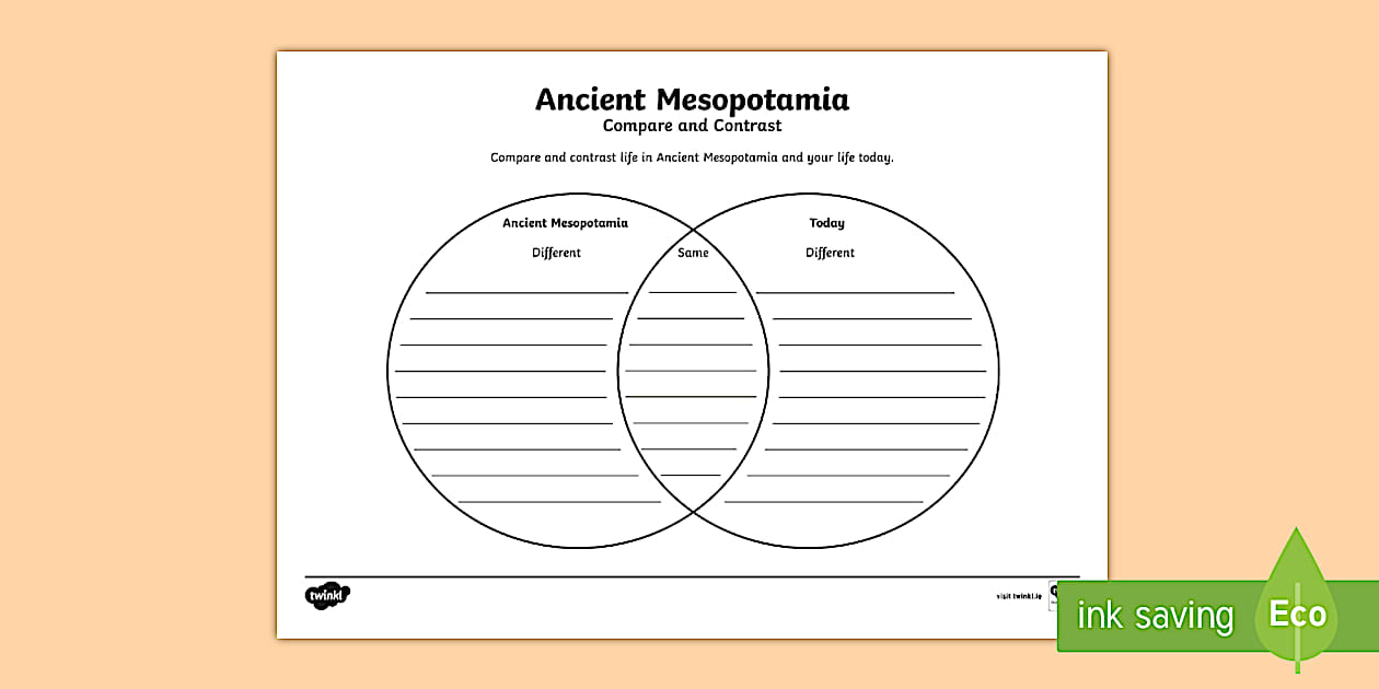 Ancient Mesopotamia Venn Diagram Worksheet - Twinkl