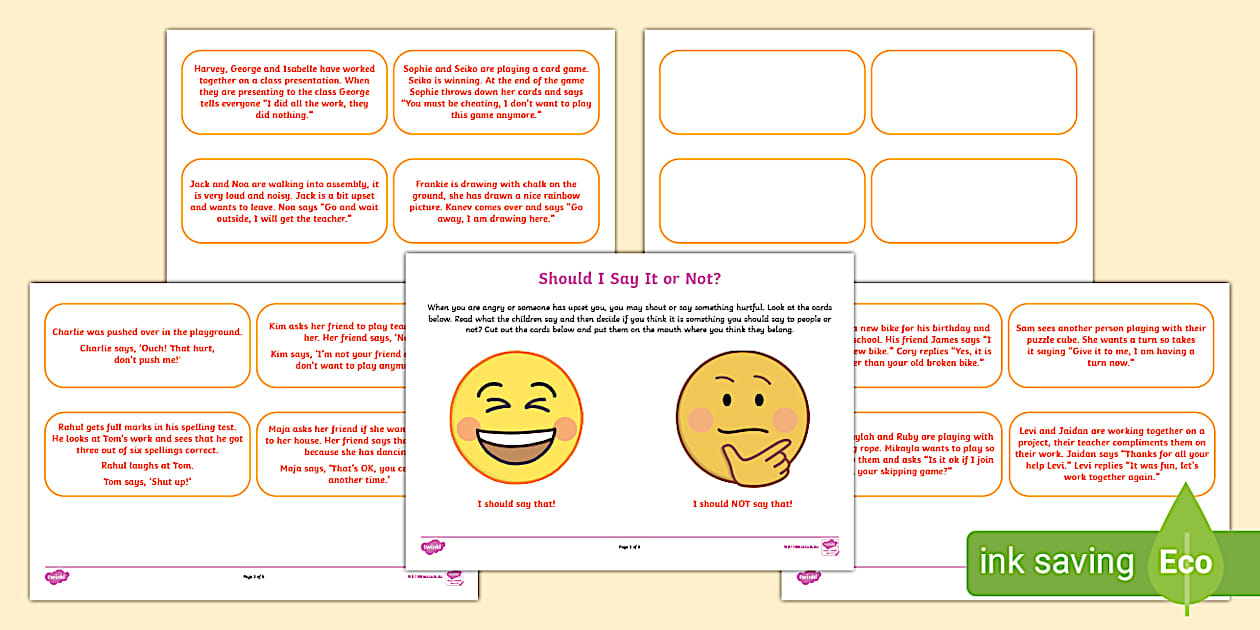 Should I Say It or Not? Worksheet (teacher made) - Twinkl