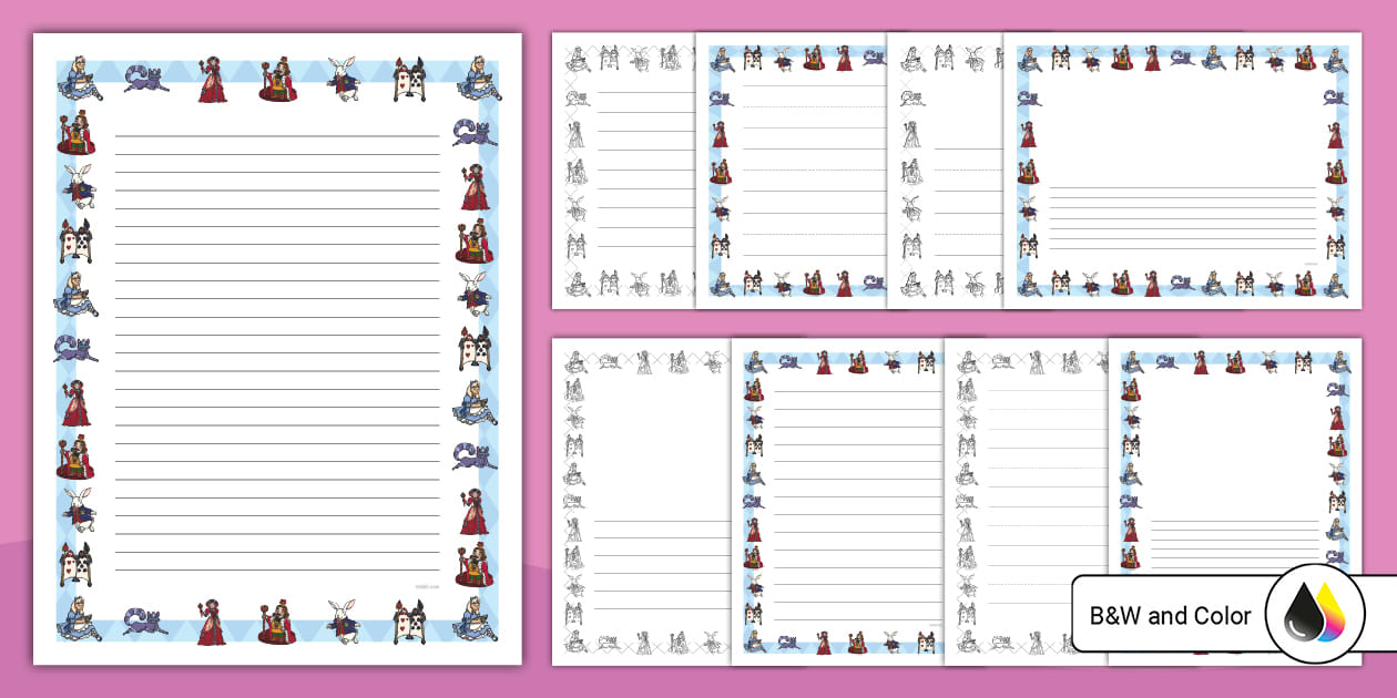 Blank and Lined Journal Writing Pages – Alice in Wonderland