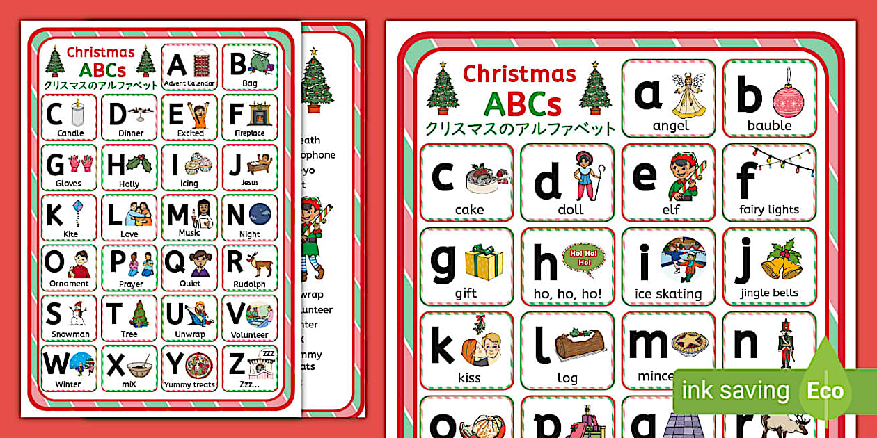 クリスマスのアルファベット 英単語シート ABC of Christmas Word Mat