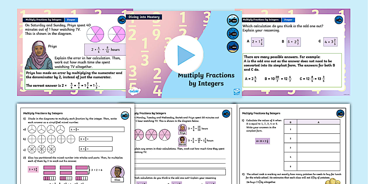 👉 Y6 DiM: Multiply Fractions by Integers Teaching Pack