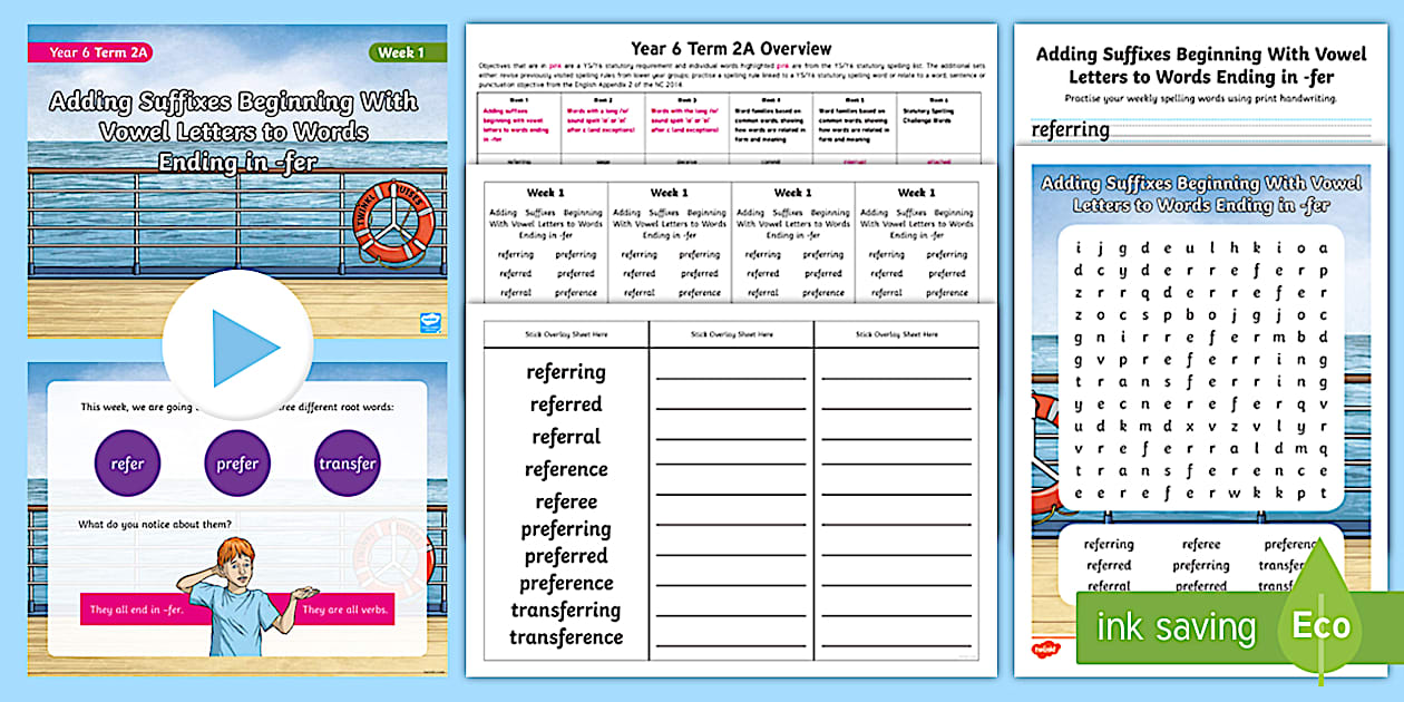 Year 6 Term 2A Week 1 Spelling Pack (teacher made) - Twinkl