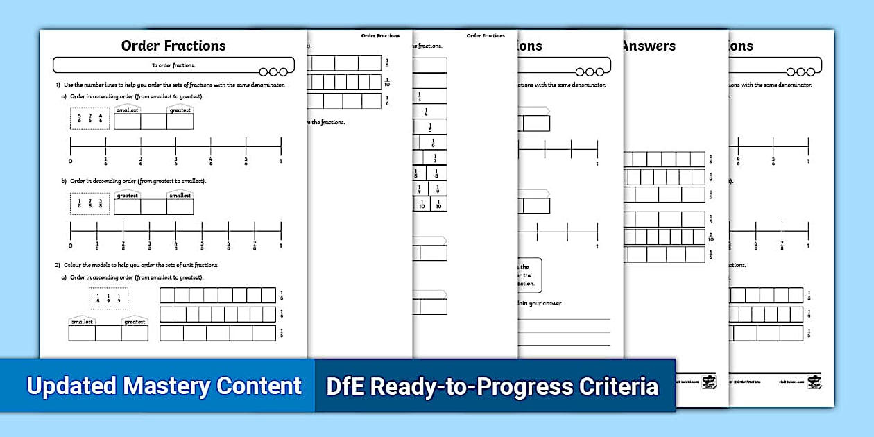 👉 Order Fractions Differentiated Activity Sheet - Twinkl
