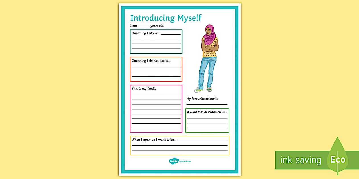 Self Introduction for Children Writing Activity | Twinkl
