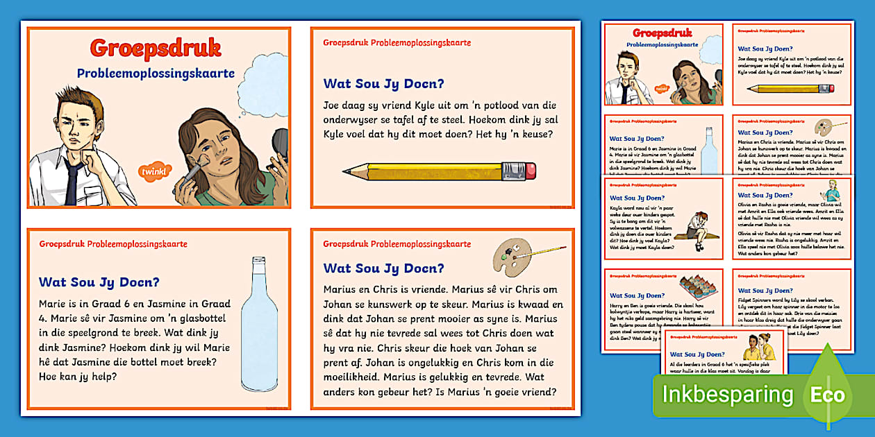 Groepsdruk Probleemoplossingskaarte (teacher made) - Twinkl