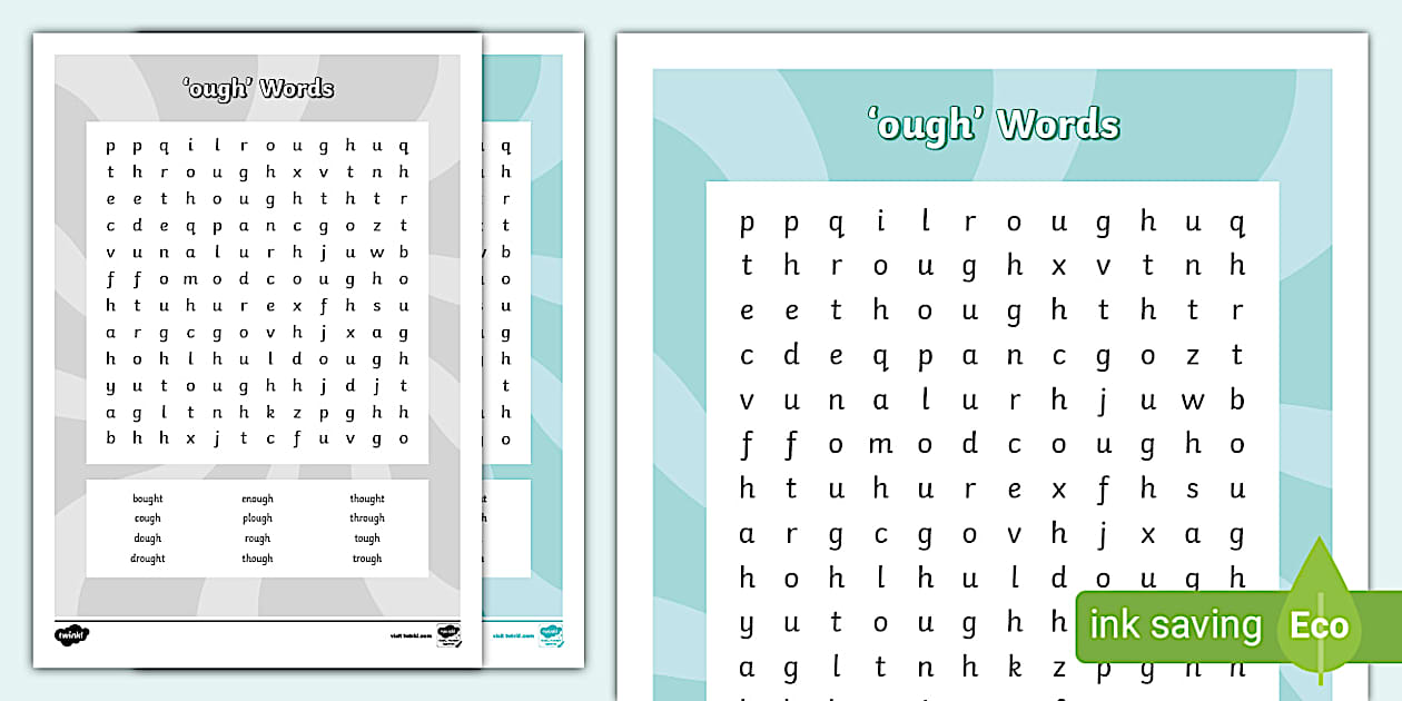 'ough' Word Search
