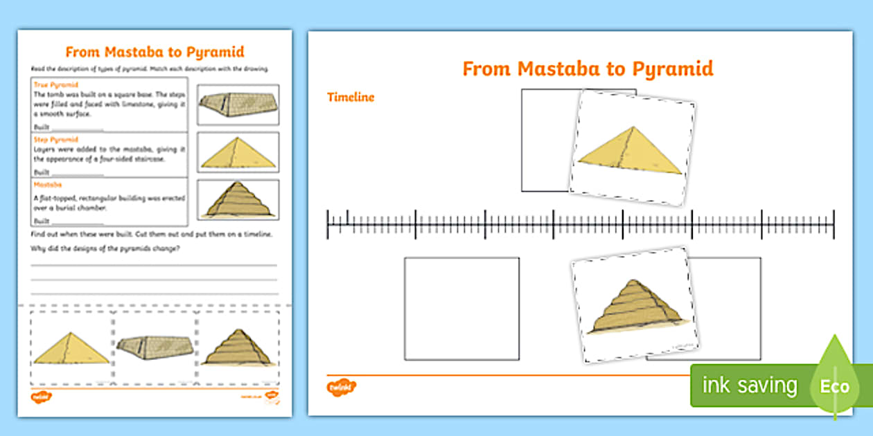 Black and White Different Types of Egyptian Pyramid Worksheet