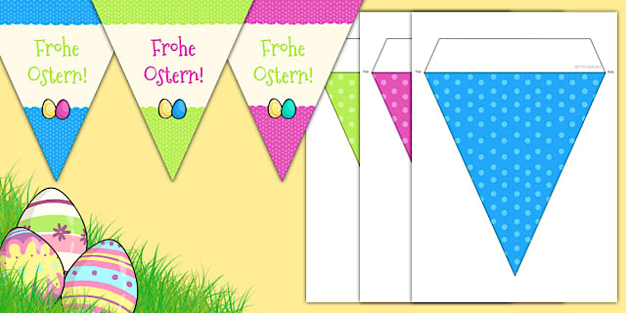 Black and White Happy Easter Bunting German (teacher made)