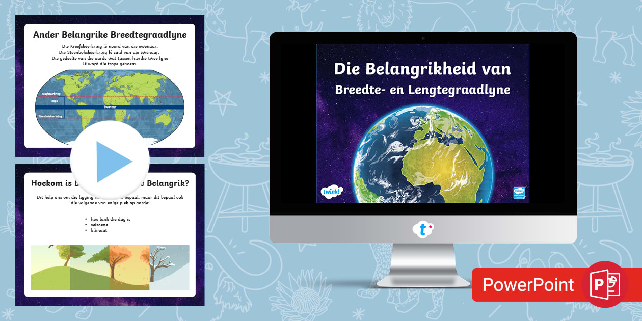 Die Belangrikheid van Breedte- en Lengtegraadlyne Powerpoint