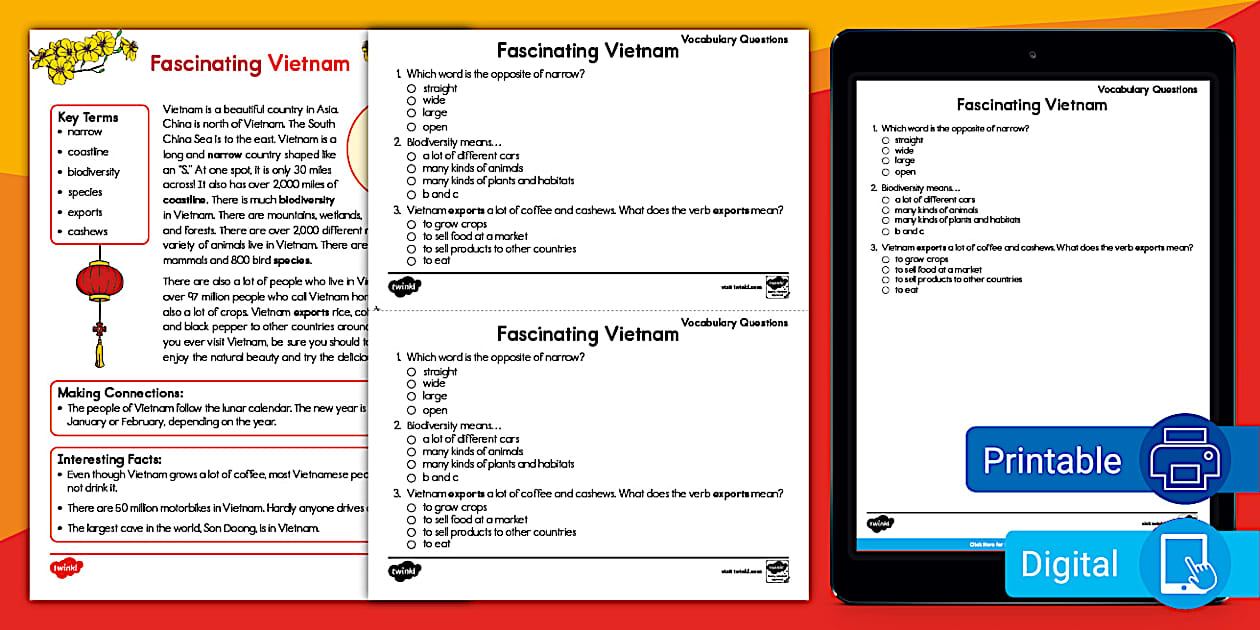 2nd Grade Vietnam Facts and Vocabulary | Twinkl USA - Twinkl