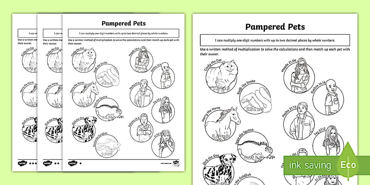 Multiplication with Decimals Differentiated Worksheets