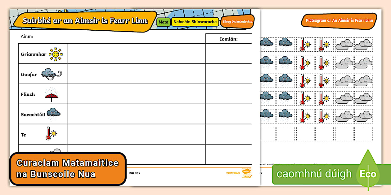 Our Favourite Weather Survey Gaeilge (teacher made) - Twinkl