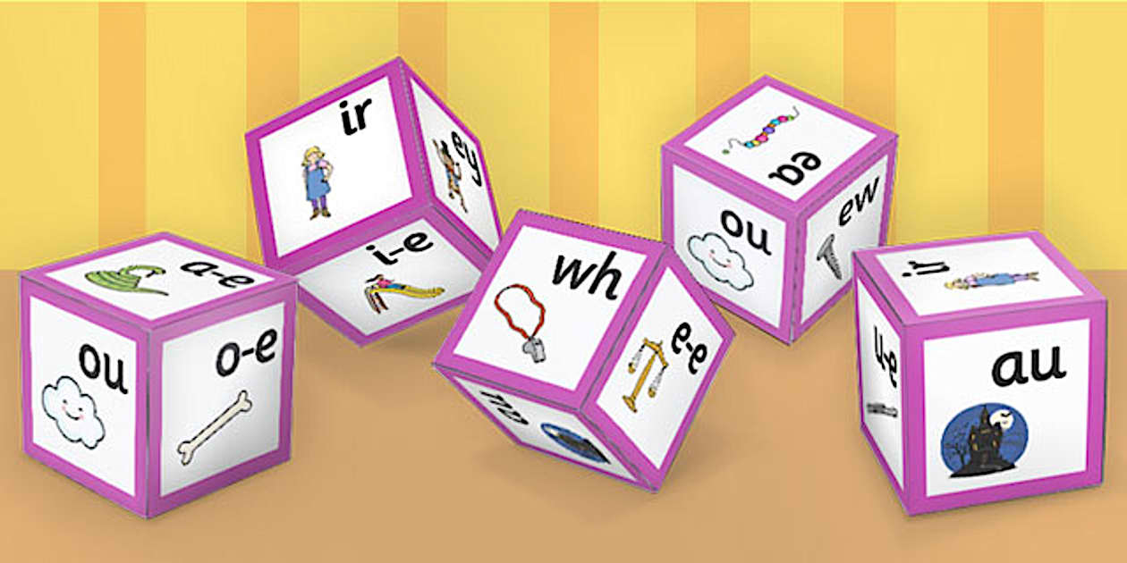 Editable Phase 5 Alphabet Sounds with Images Dice Nets