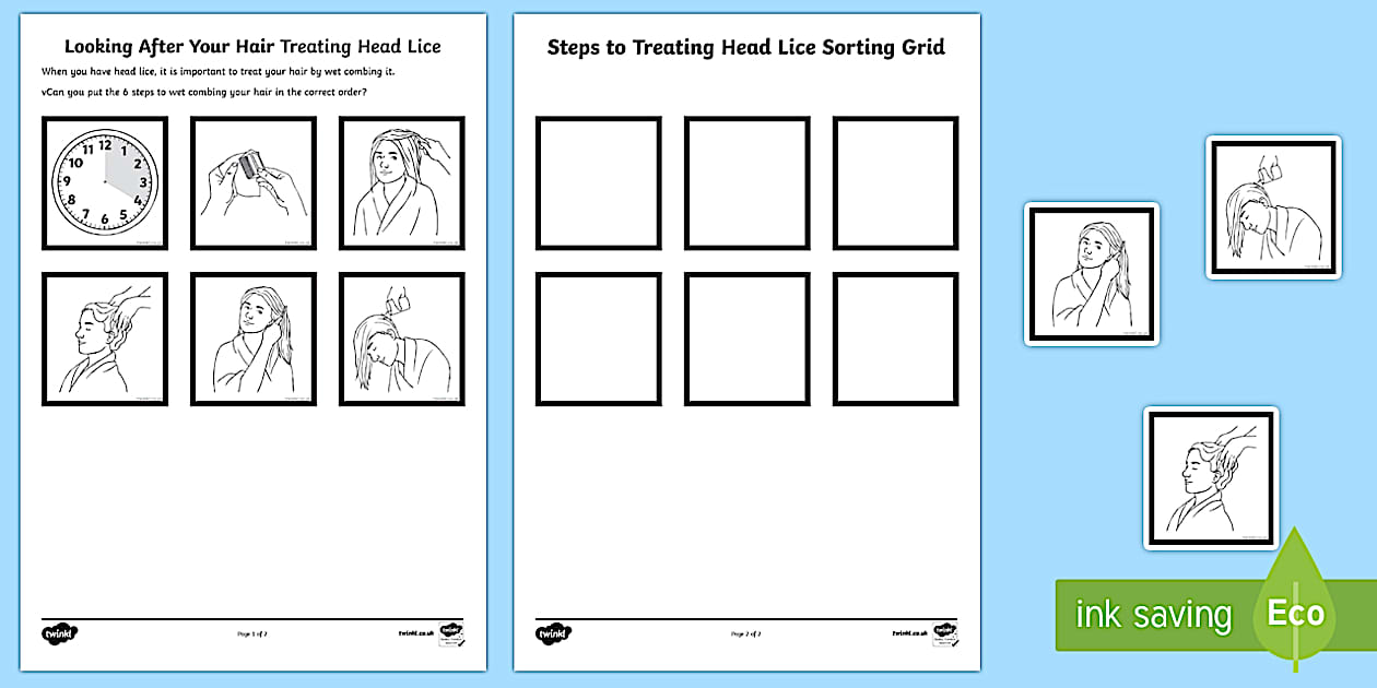 Looking After Your Hair Treating Head Lice Sequencing Worksheet / Worksheet