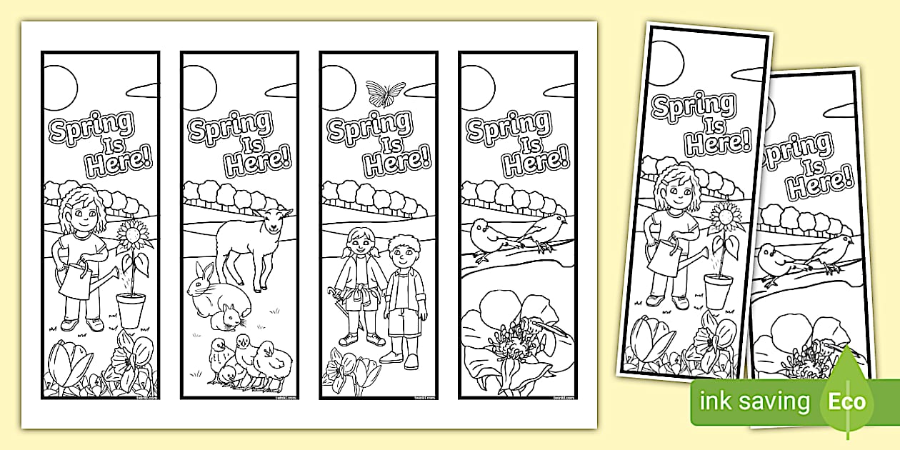 Spring Colouring Bookmarks (teacher made) - Twinkl