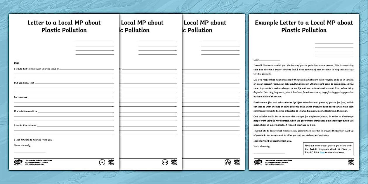 Editable Writing a Letter to a Local MP about Plastic Pollution ...