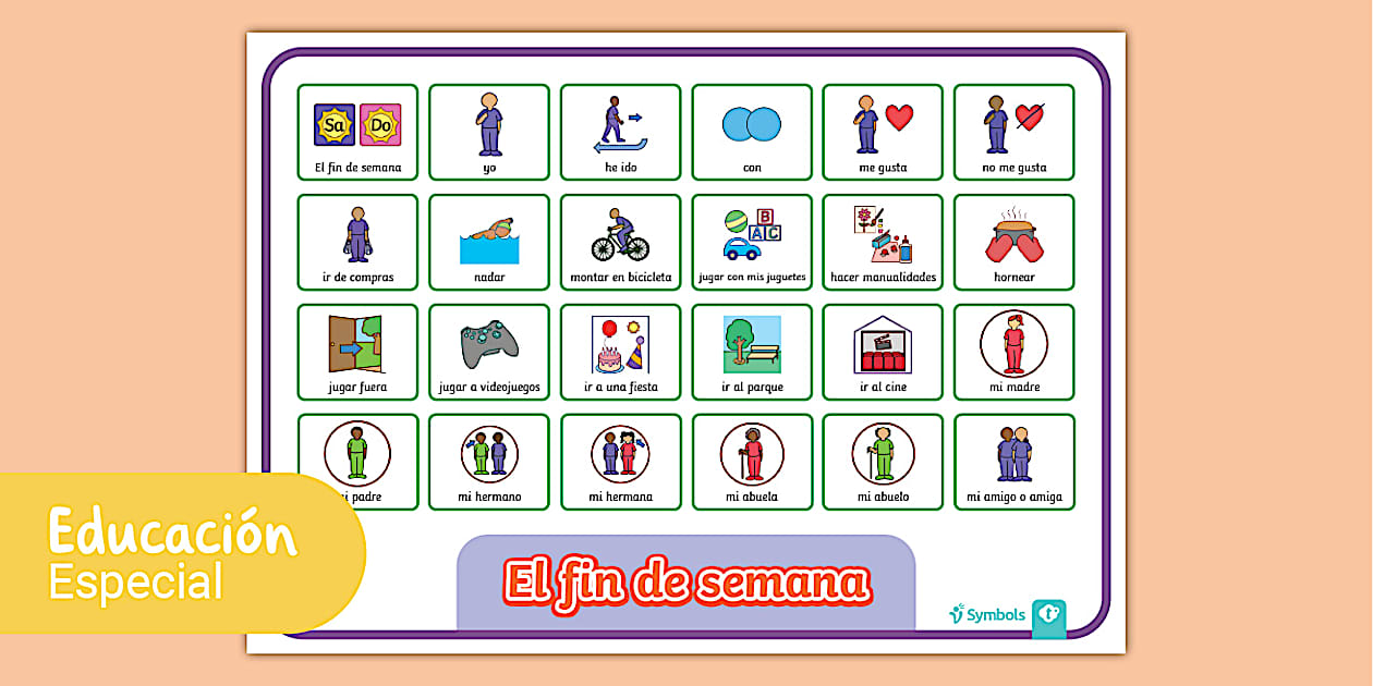 Twinkl Symbols: Mi fin de semana - Tapiz de CAA - Twinkl