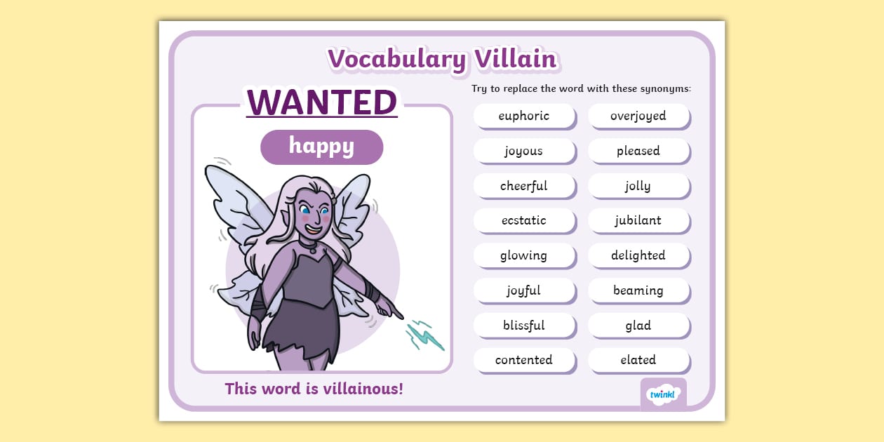 Vocabulary Villain Happy Word Mat (teacher made) - Twinkl
