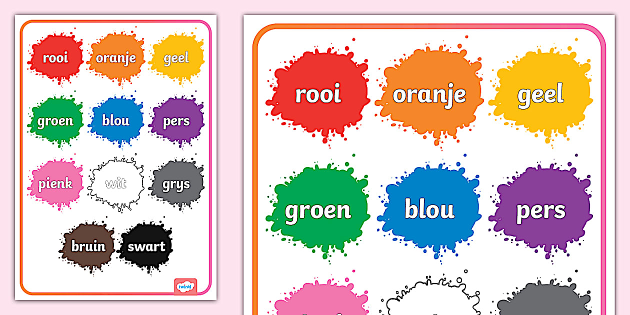 Kleurname in Afrikaans | Kleurplakkate vir die klaskamer