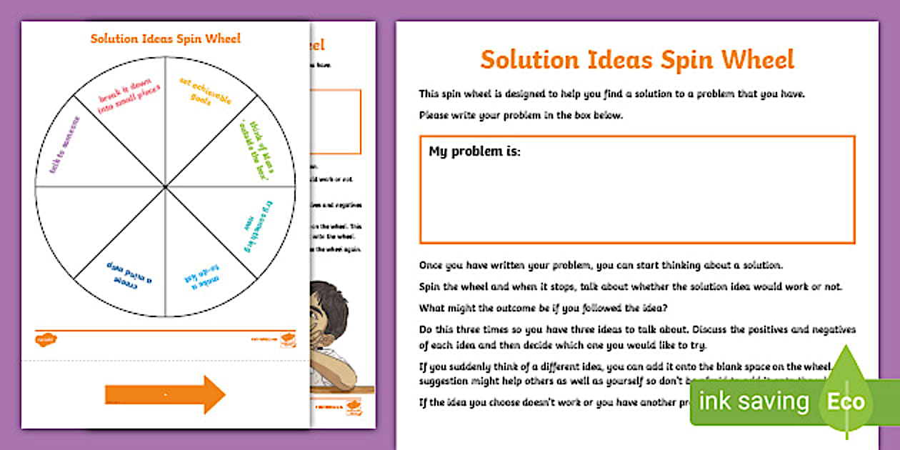 Solution Ideas Spin Wheel Worksheet (teacher made) - Twinkl