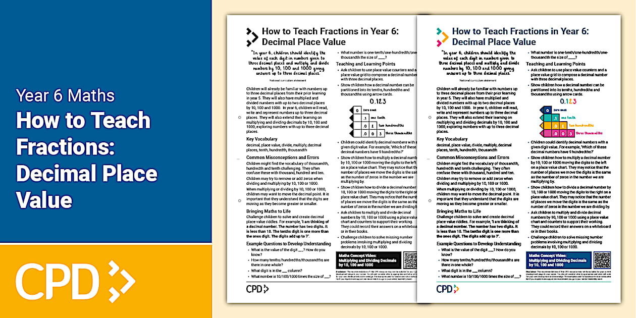 How to Teach Fractions in Year 6: Decimal Place Value