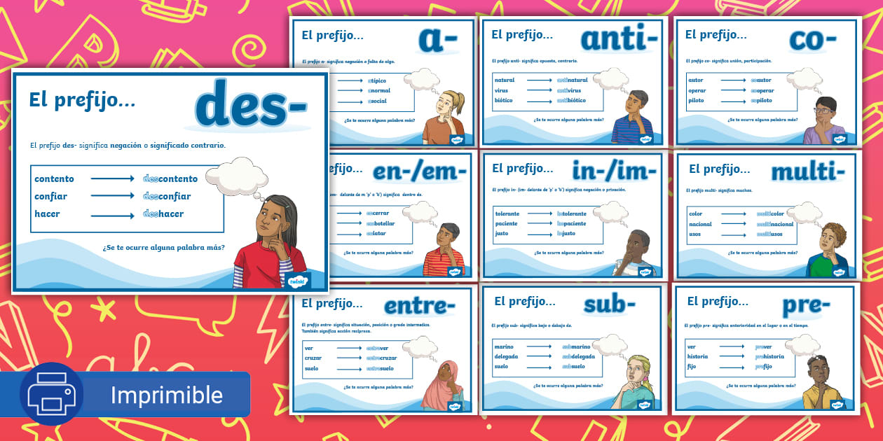 Pósters: Prefijos más frecuentes (creat de profesori)
