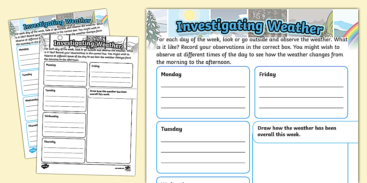Weather Investigation Worksheet (teacher made) - Twinkl