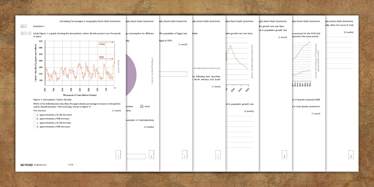 Statistics in Geography Percentages Exam-Style Questions