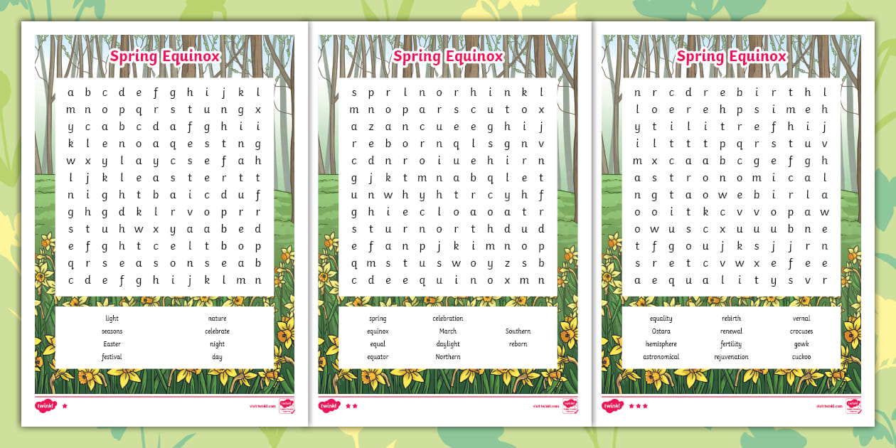 Spring Equinox Differentiated Word Search (Teacher-Made)