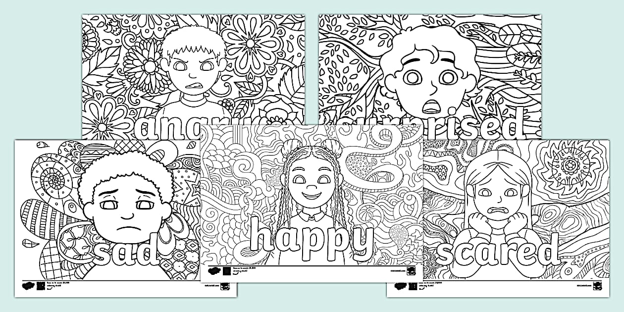 Mindfulness Emotion Words Colouring Pages (teacher made)