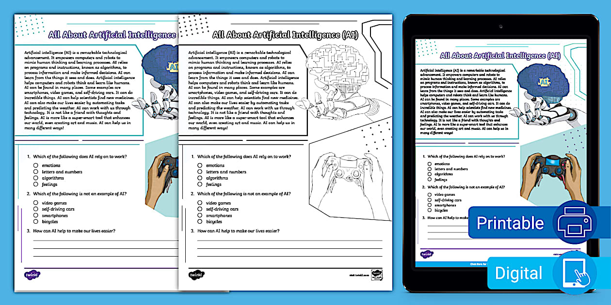 Fourth Grade All About Artificial Intelligence (AI) Reading Passage