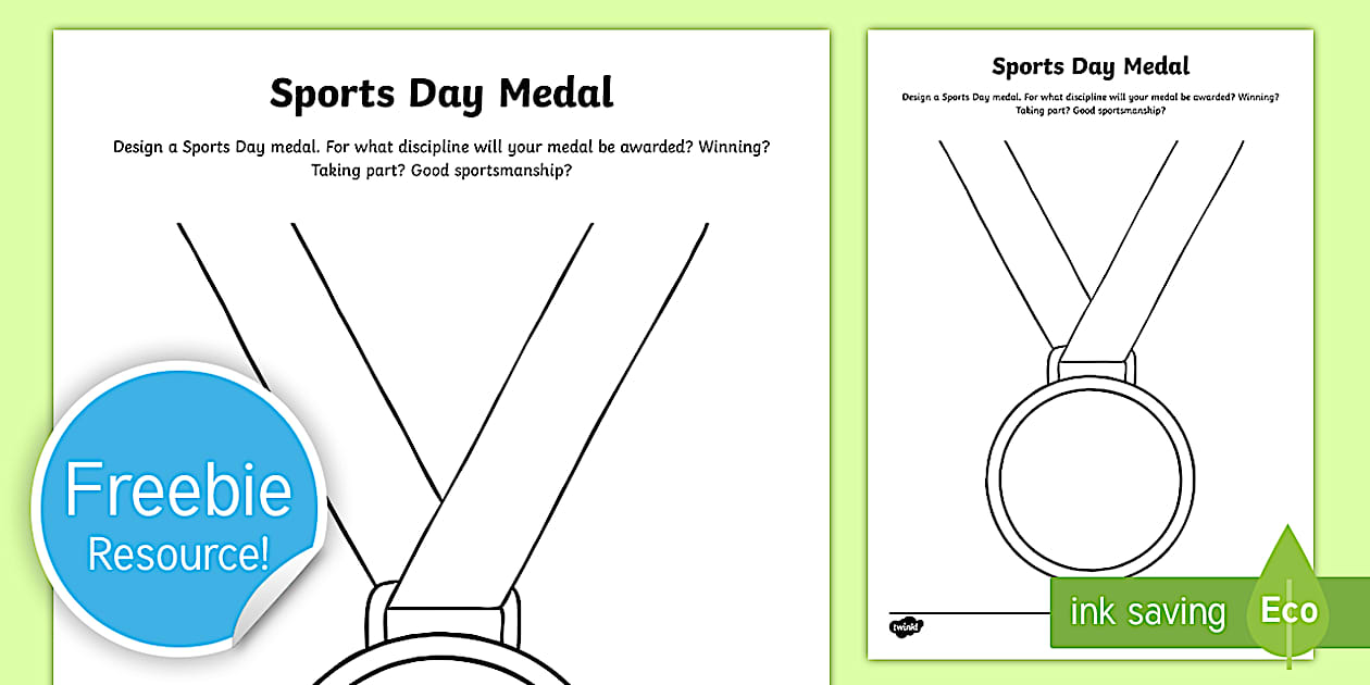 Design a Sports Day Medal Worksheet / Worksheet - Twinkl