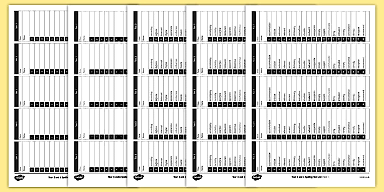 Editable Year 5 and 6 Spelling Test Practice Pack - Twinkl