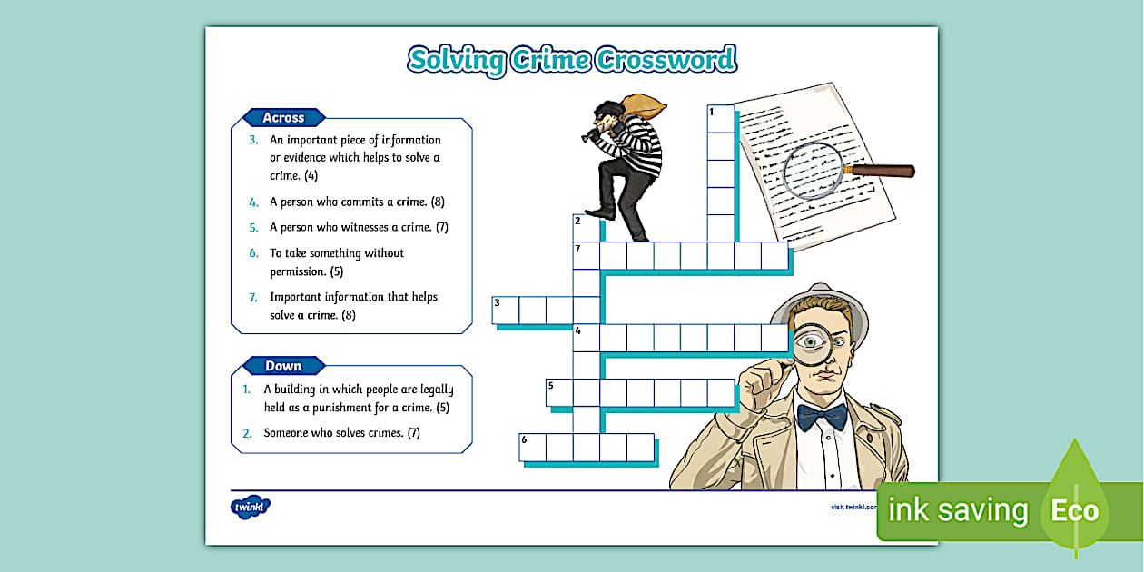 Solving Crime Crossword (teacher made) - Twinkl
