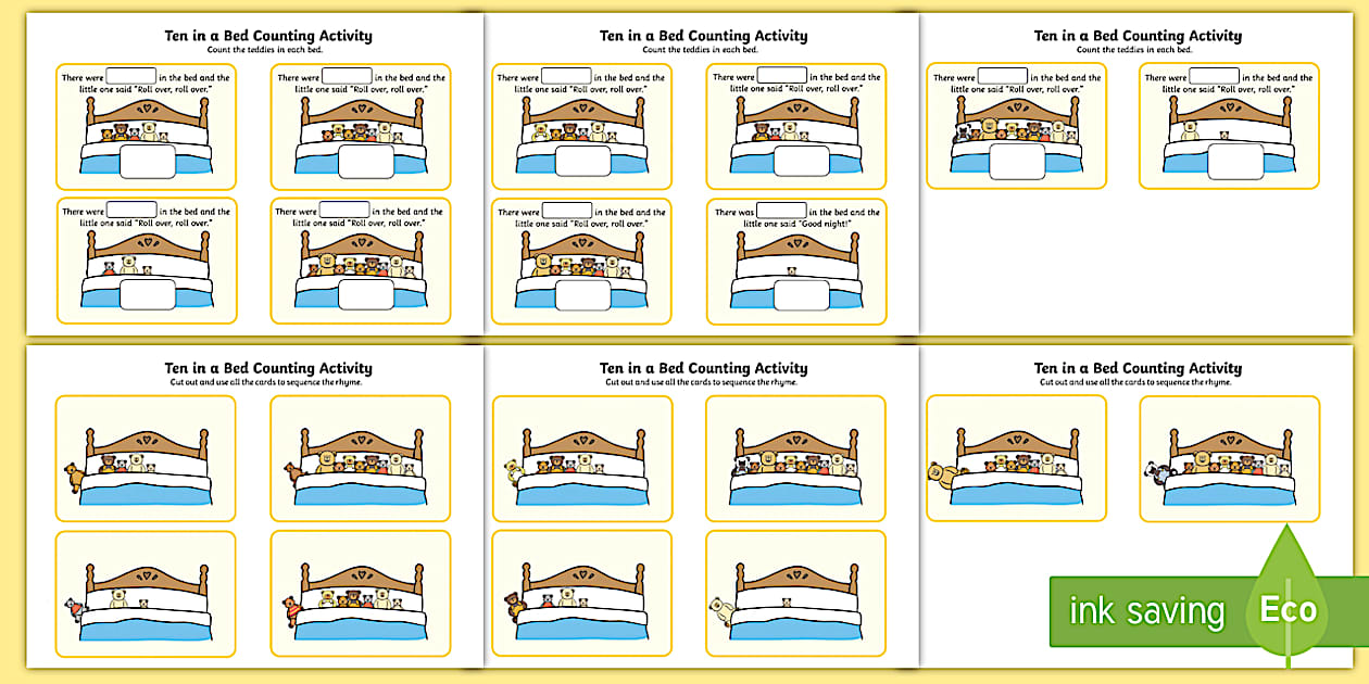 10 In The Bed Worksheet - Primary Resources - Twinkl