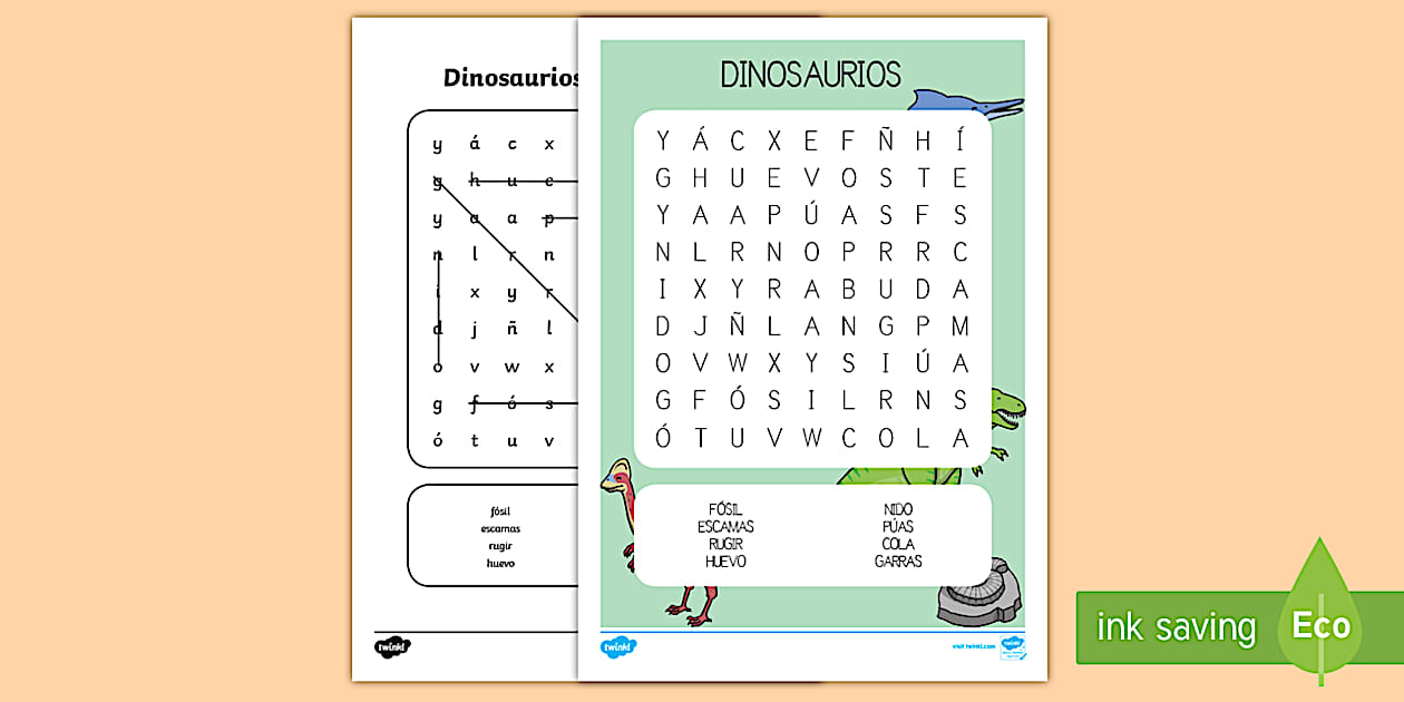Los dinosaurios: Sopa de letras | Educación Infantil
