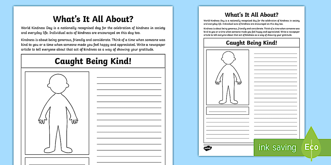 World Kindness Day Writing Worksheet / Worksheet - Twinkl