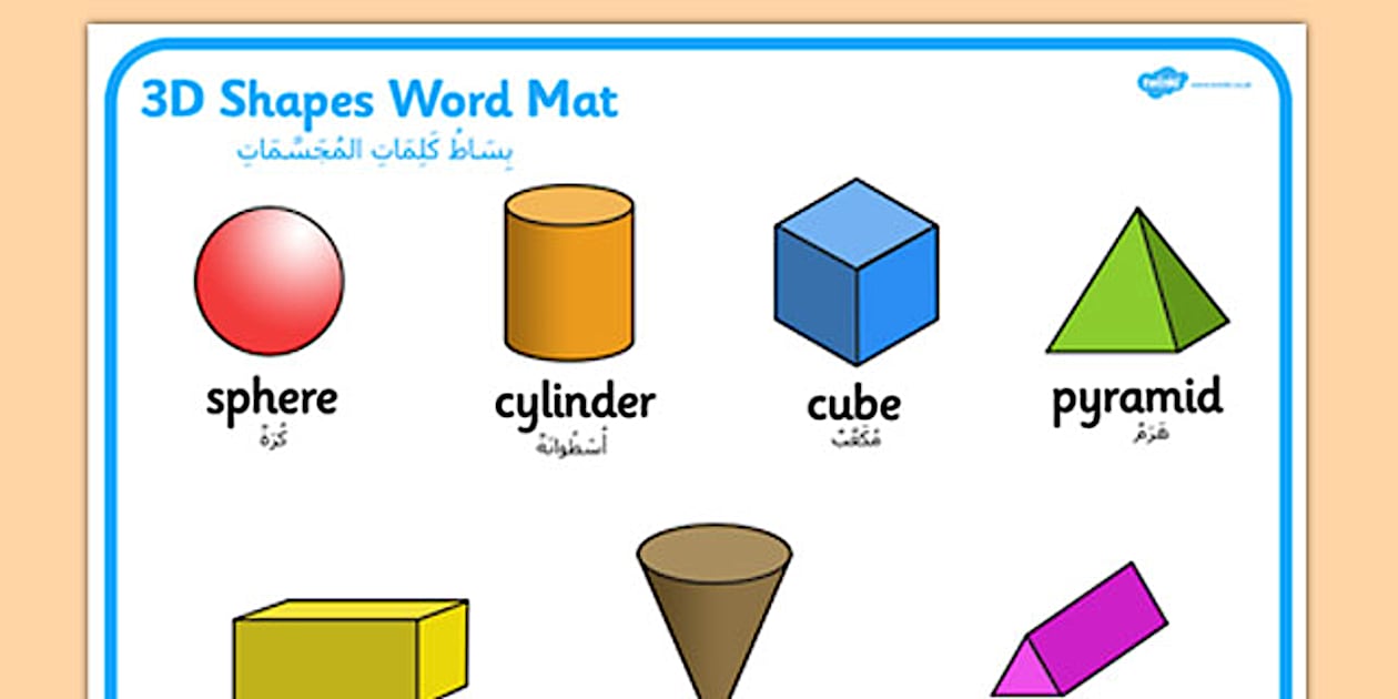 3D Shape Word Mat Arabic Translation Short Vowels - Twinkl