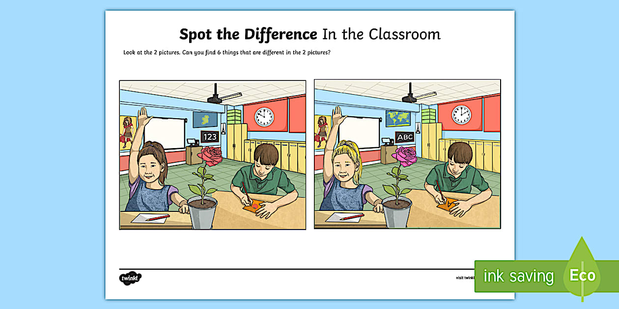 ESL Spot the Difference in the Classroom Activity – Twinkl
