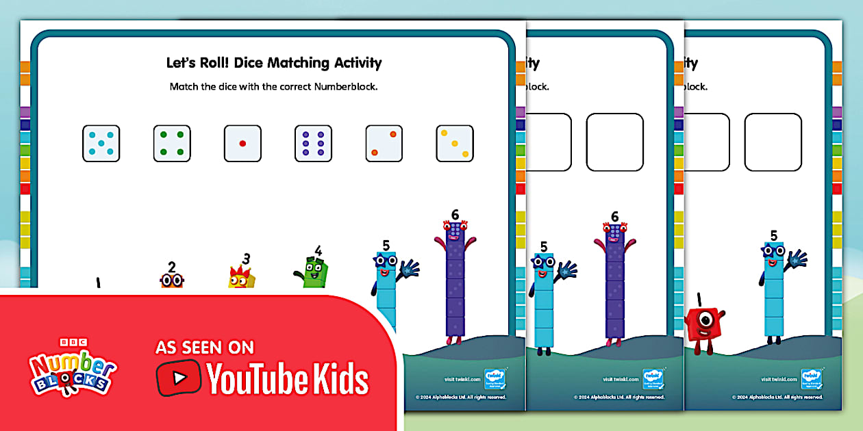 FREE! - Numberblocks: Numbers 1-6 Dice Matching Activity