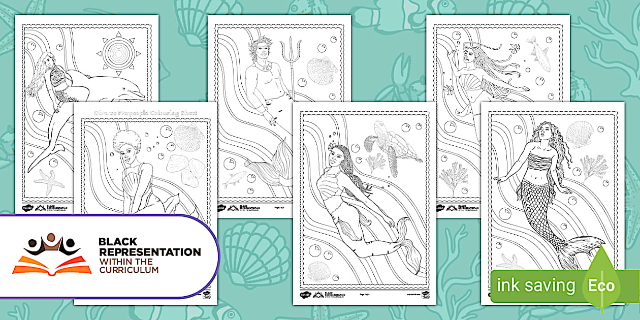KS2 Diverse Merpeople Colouring Sheets (Teacher-Made)