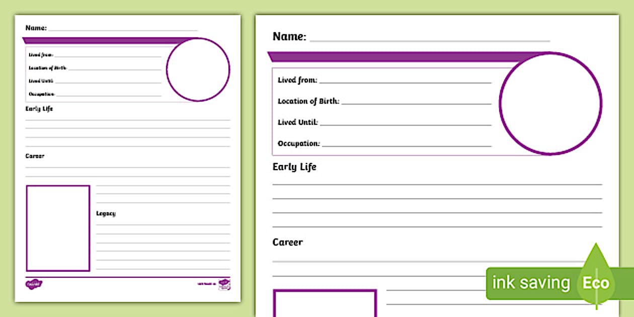 Editable Remarkable Person Biography Writing Template