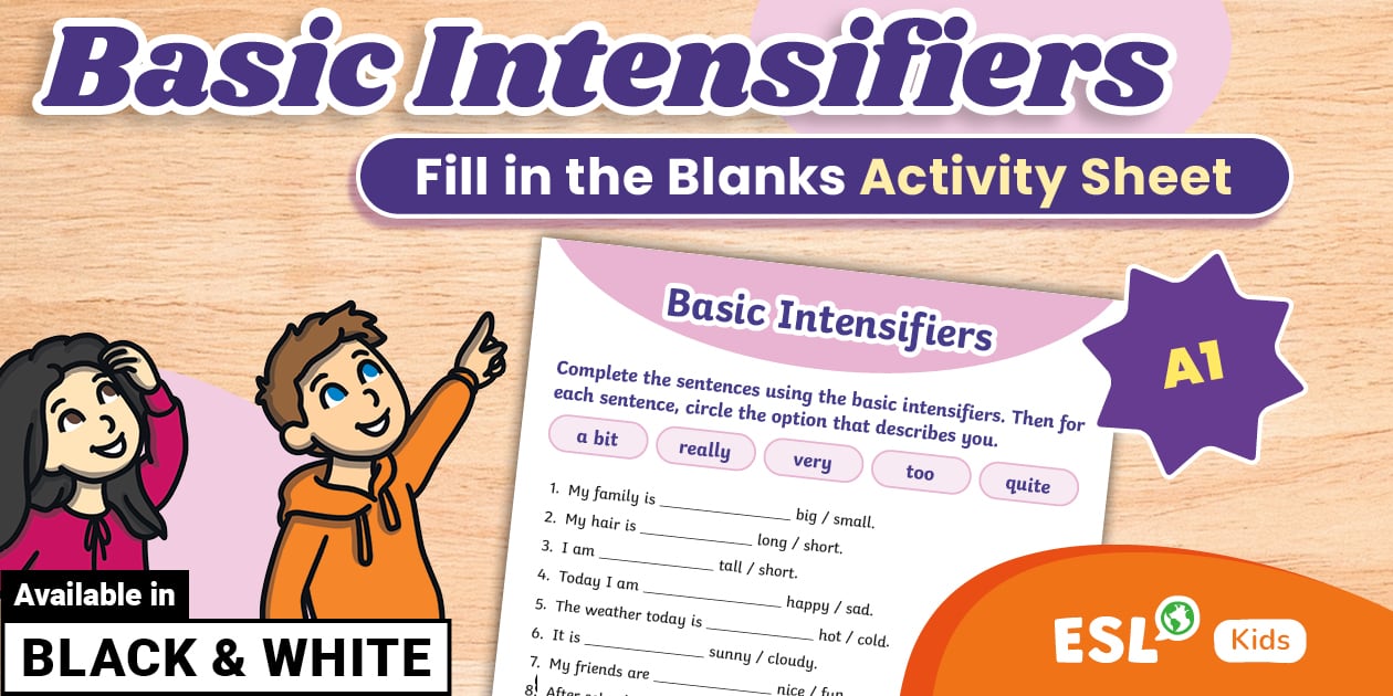ESL Basic Intensifiers Activity Sheet {Kids}