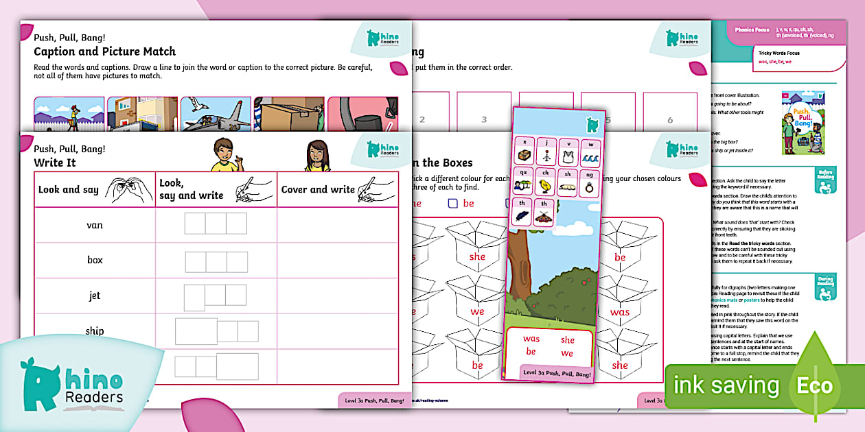 3a Push, Pull, Bang!: Resource Pack - Twinkl Rhino Readers