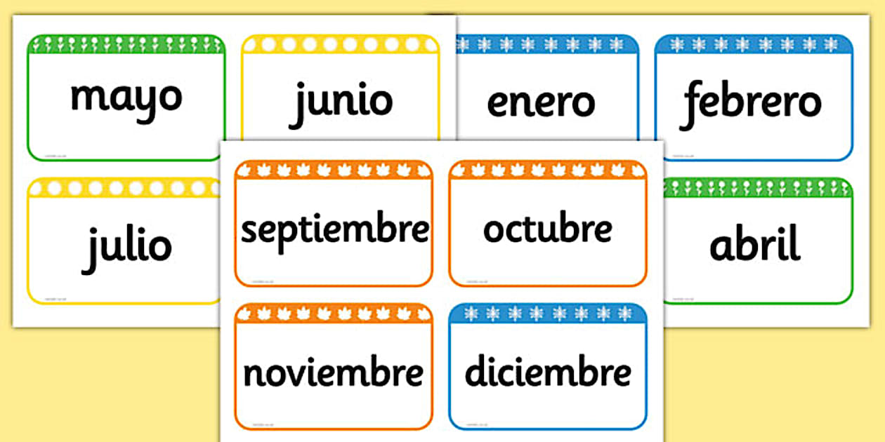 Printable Spanish Flashcards | Months of the Year Flashcards