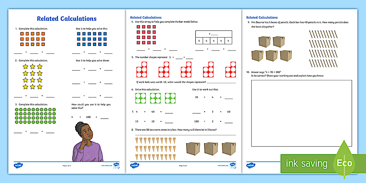 Related Calculations Worksheets (teacher made) - Twinkl