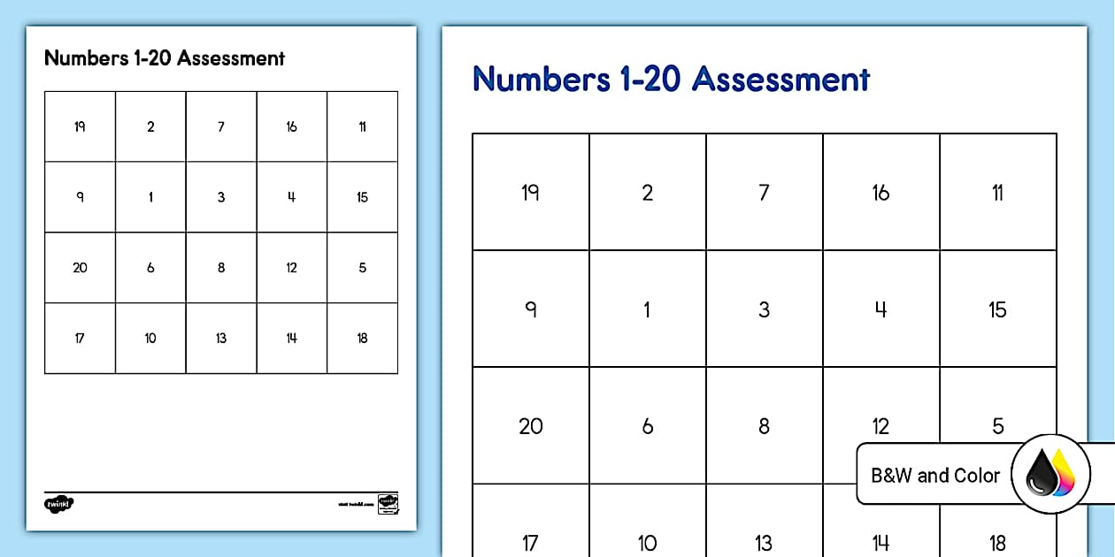 Number Recognition Assessment Activity Sheet | Twinkl USA