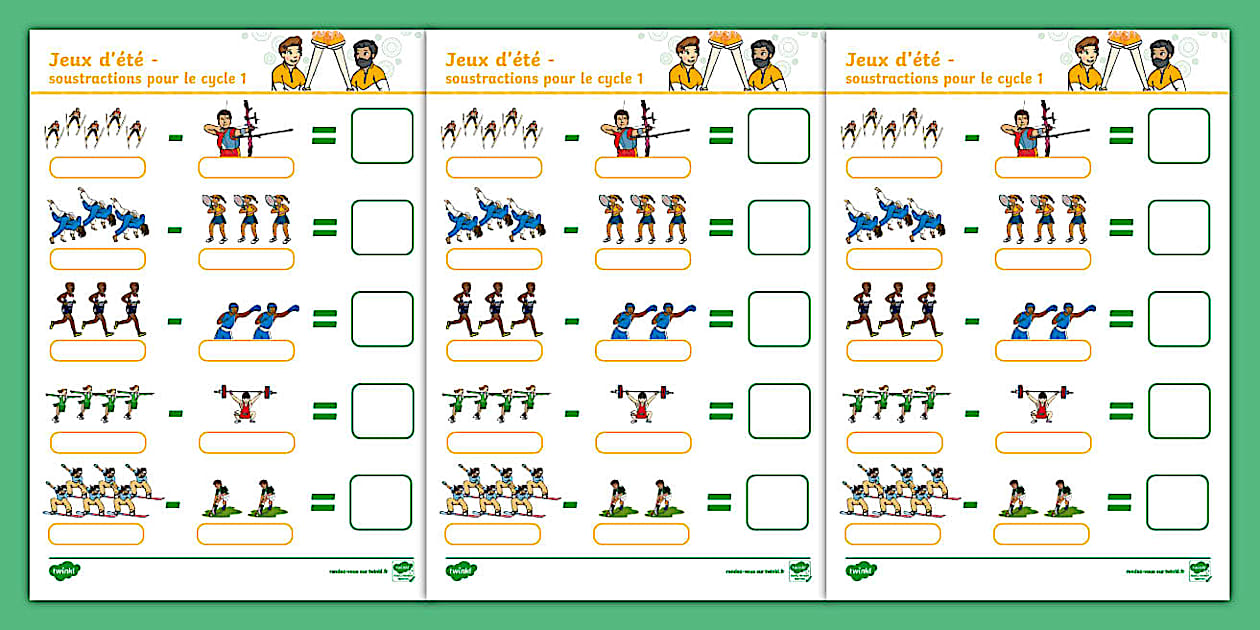 Jeux d'été - soustractions pour le cycle 1 (teacher made)