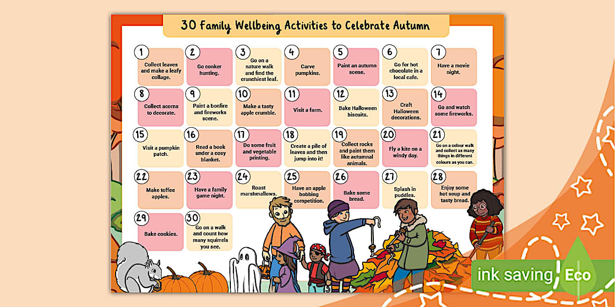30 Wellbeing Activities to Celebrate Autumn