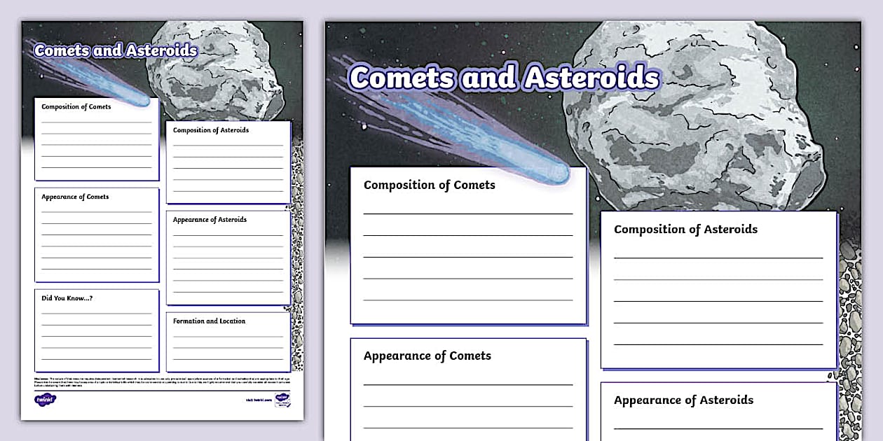 KS2 Comets and Asteroids Fact File Template (Teacher-Made)